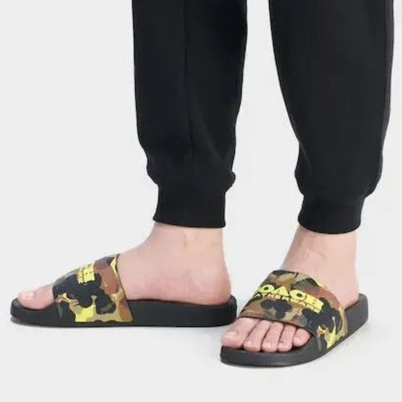 Coach | Shoes | New Coach Wildbeast Camo Print Pool Slides Sandals ...